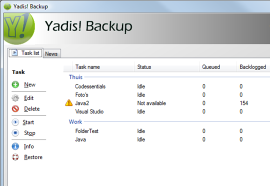 Yadis Backup: Free, automatic, real-time backup software